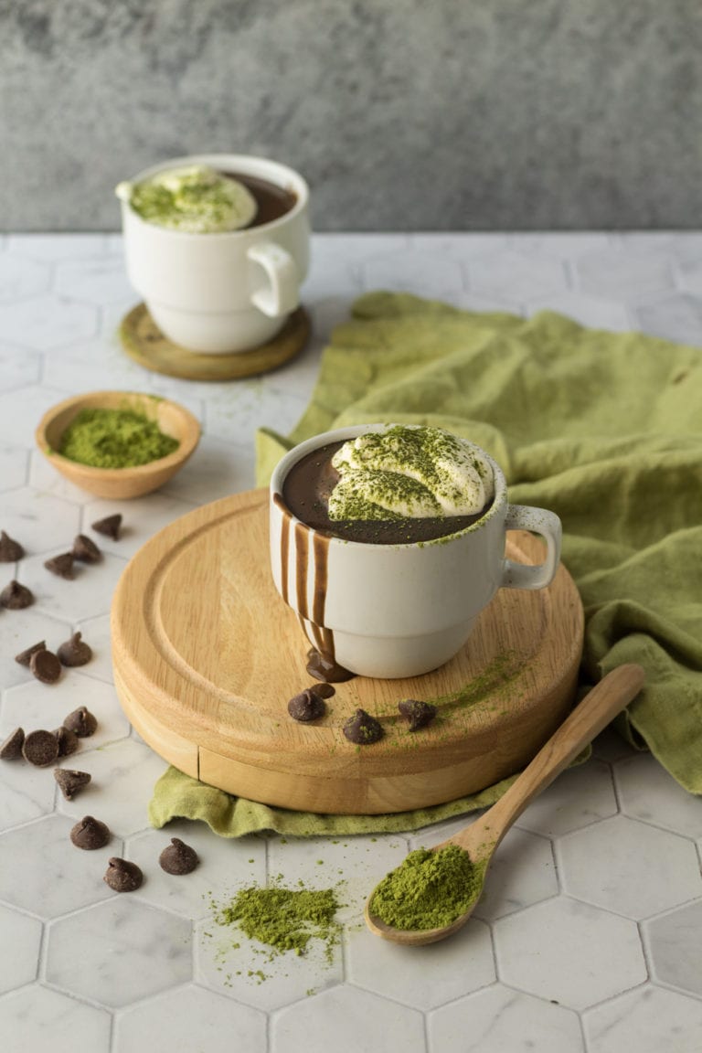 Vegan Coconut Matcha Hot Chocolate Recipe - Bessie Bakes