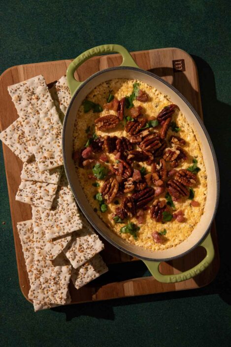 Baked Goat Cheese Dip | Bacon & Herbs - Bessie Bakes